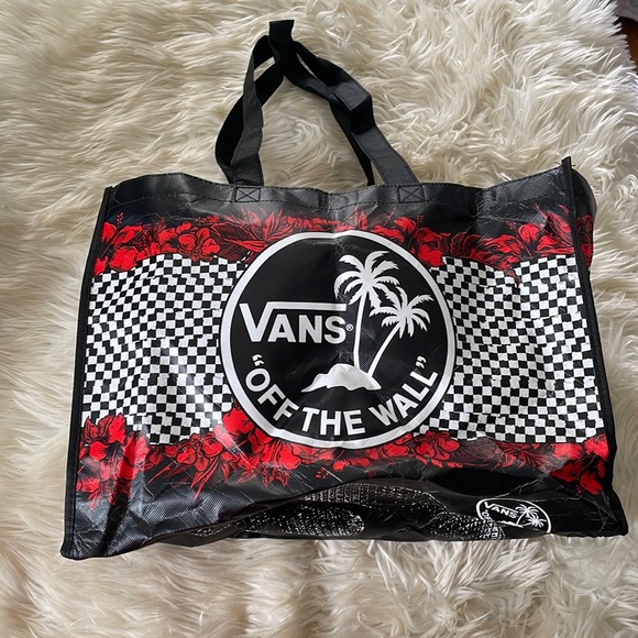 Vans | Bags | Vans Off The Wall Logo Black Red Reusable Shopping Bag ...